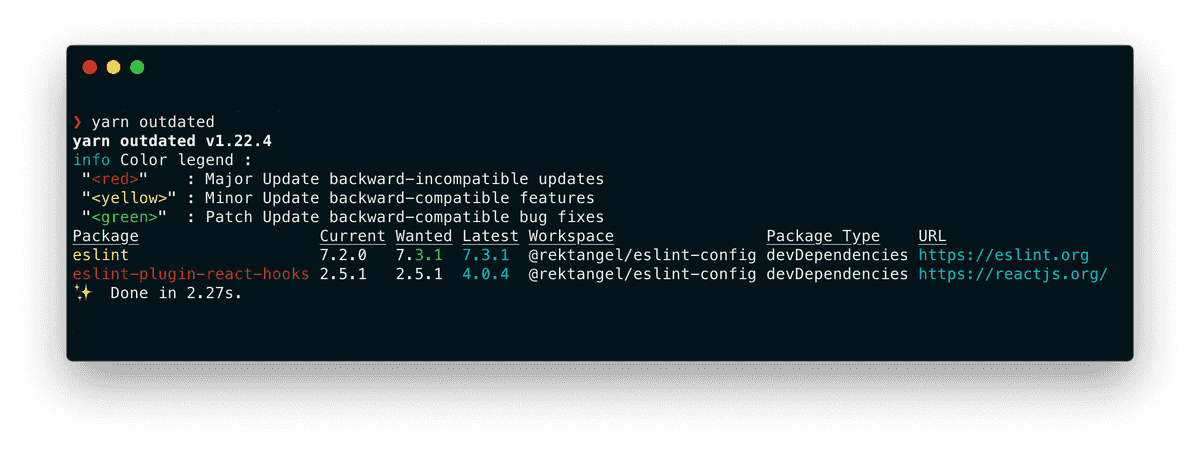 Upgrade all dependency versions in package.json with yarn | Samuelsson